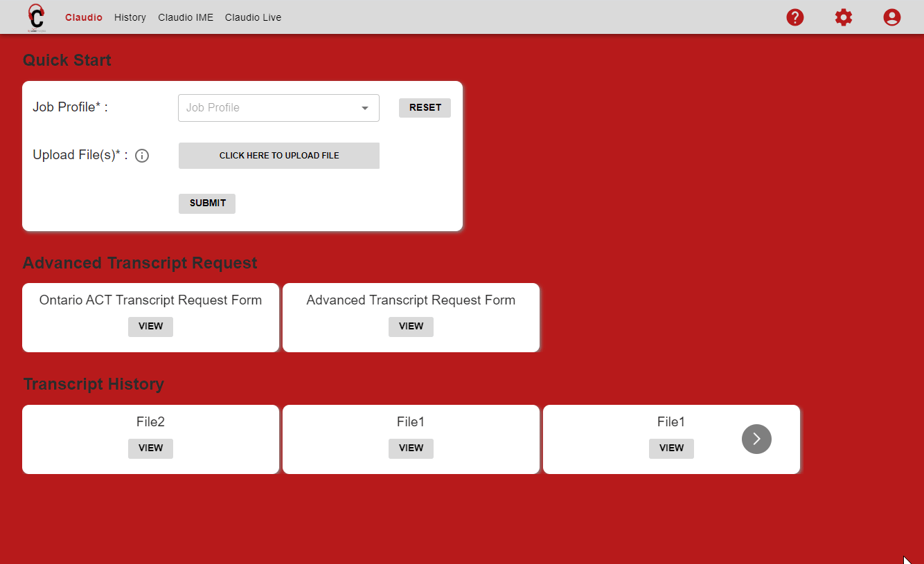 How can I request a Nova Scotia Courts transcript through Claudio?
